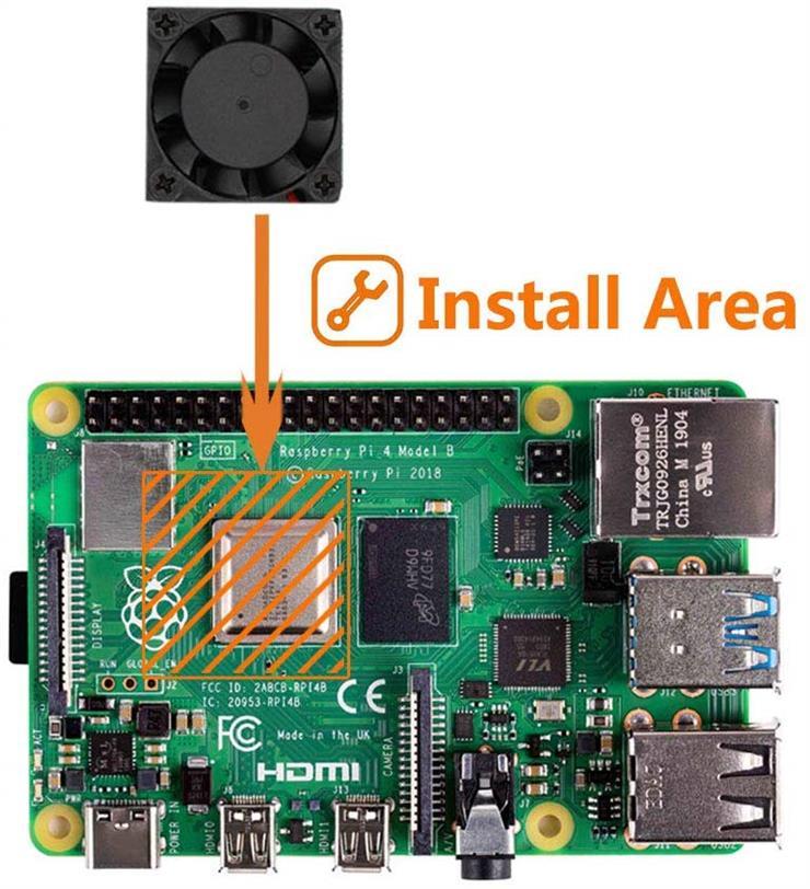 Raspberry Pi 4 Heatsink Fan Single Fan Cooling Fan and RAM Copper ...