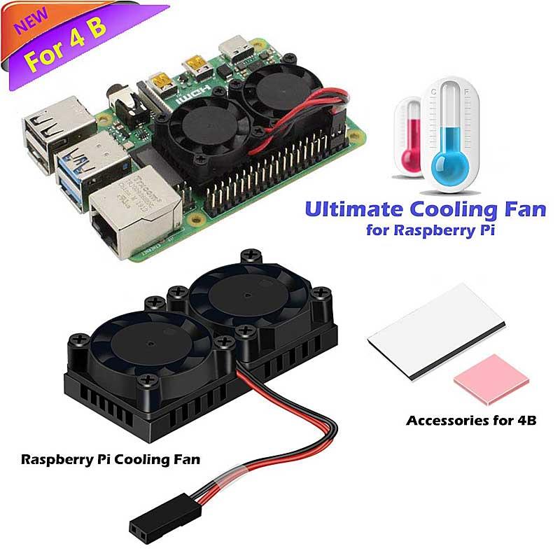 Dual Cooling Fan & Heatsinks for Raspberry Pi 4