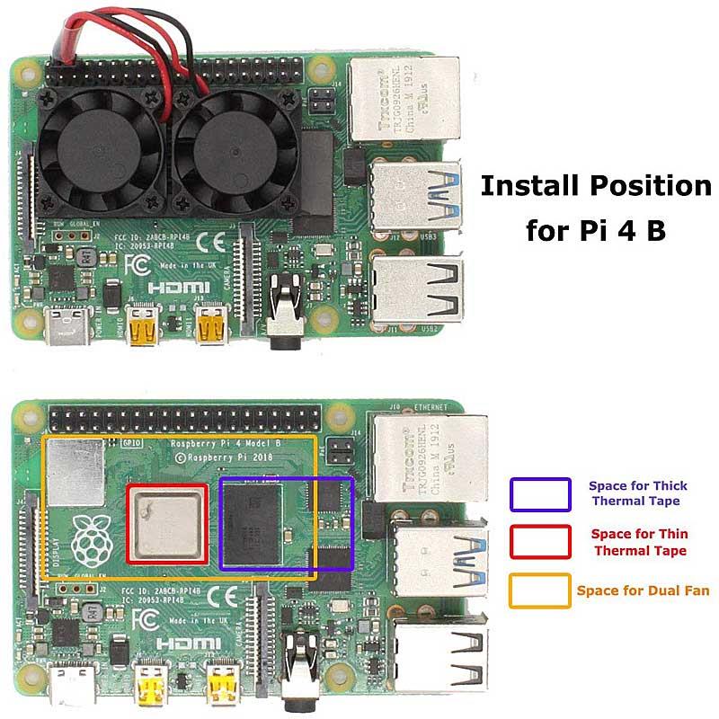 Dual Cooling Fan & Heatsinks for Raspberry Pi 4