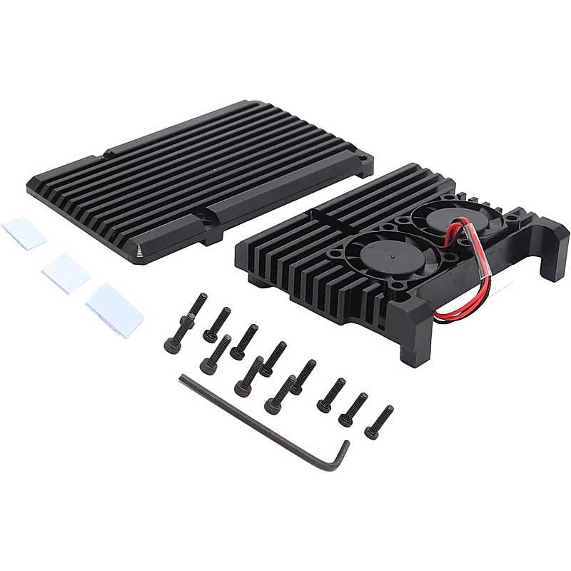 Raspberry Pi 4 Armor Case Metal Case with Dual Fan